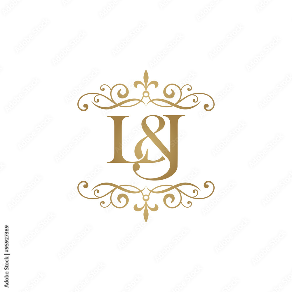 L&J Initial logo. Ornament ampersand monogram golden logo Stock Vector ...