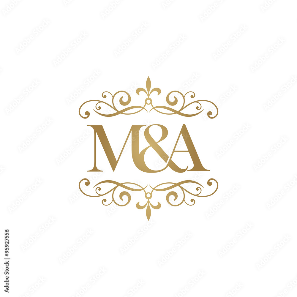 M&A Initial logo. Ornament ampersand monogram golden logo Stock Vector ...