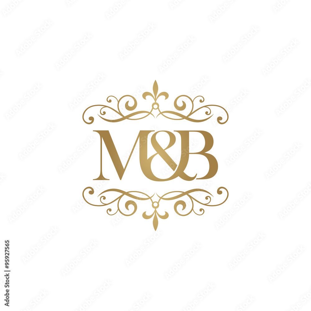 M&B Initial logo. Ornament ampersand monogram golden logo Stock Vector ...