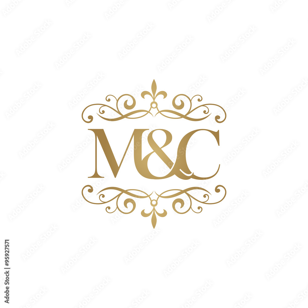 M&C Initial logo. Ornament ampersand monogram golden logo Stock Vector ...