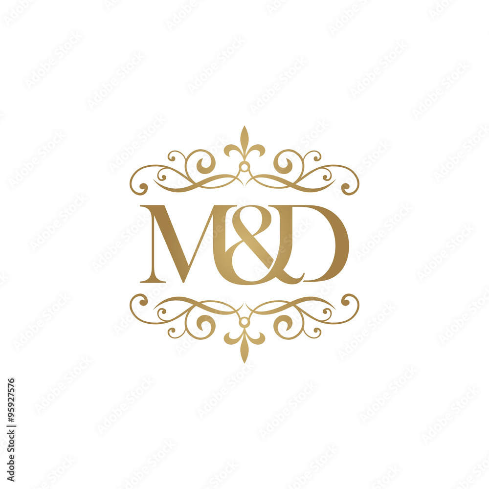 M&D Initial logo. Ornament ampersand monogram golden logo Stock Vector ...