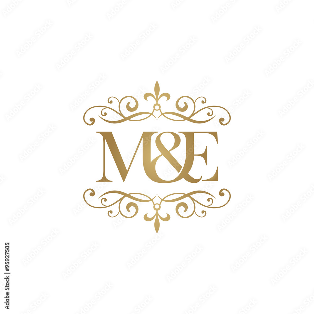 M&E Initial logo. Ornament ampersand monogram golden logo Stock Vector ...