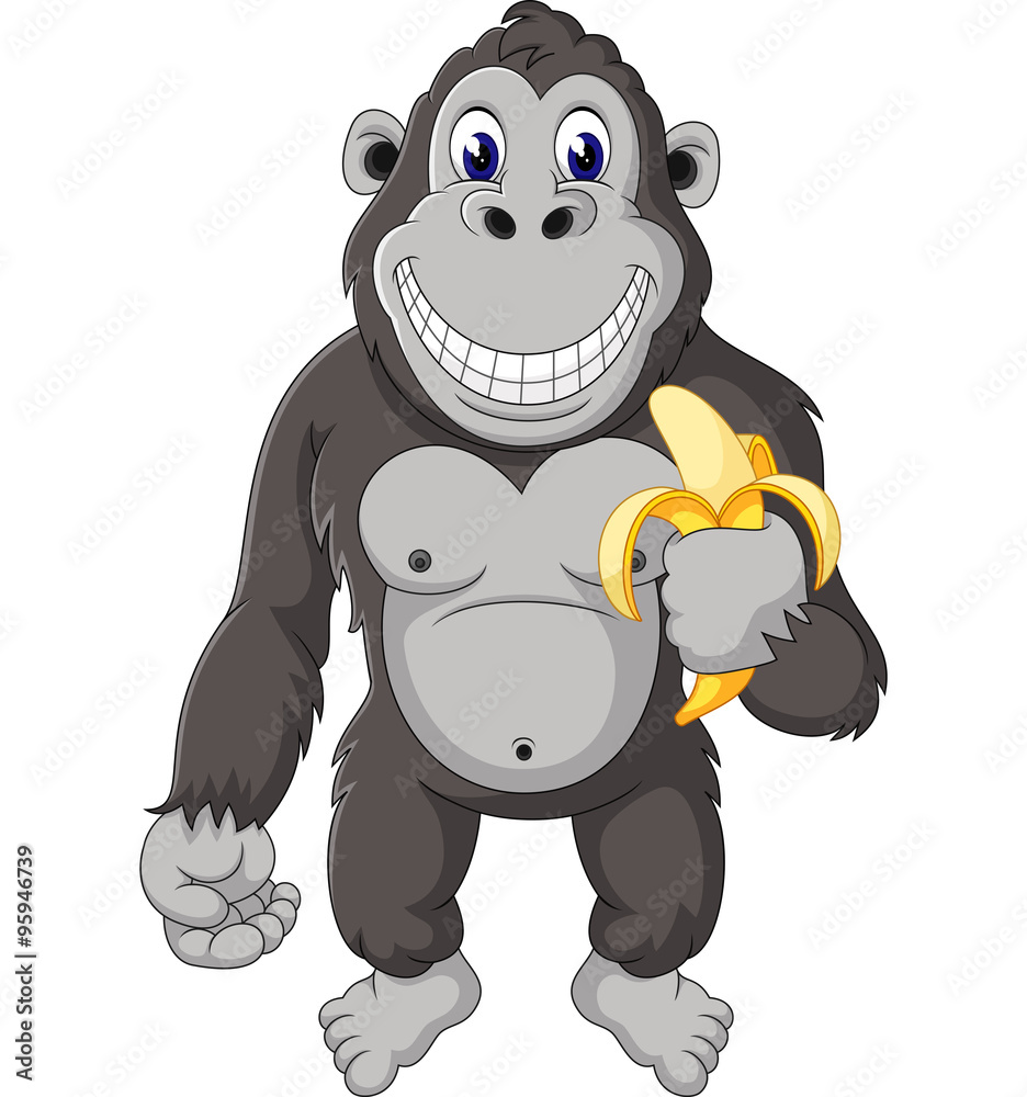 Funny gorilla cartoon of illustration Stock Vector | Adobe Stock