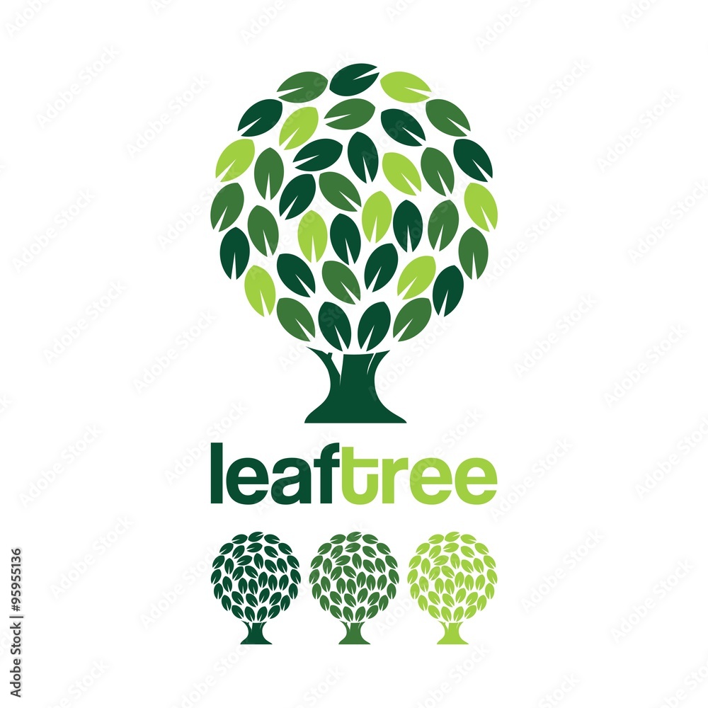 Leaf Tree Logo Design Template Stock Vector | Adobe Stock