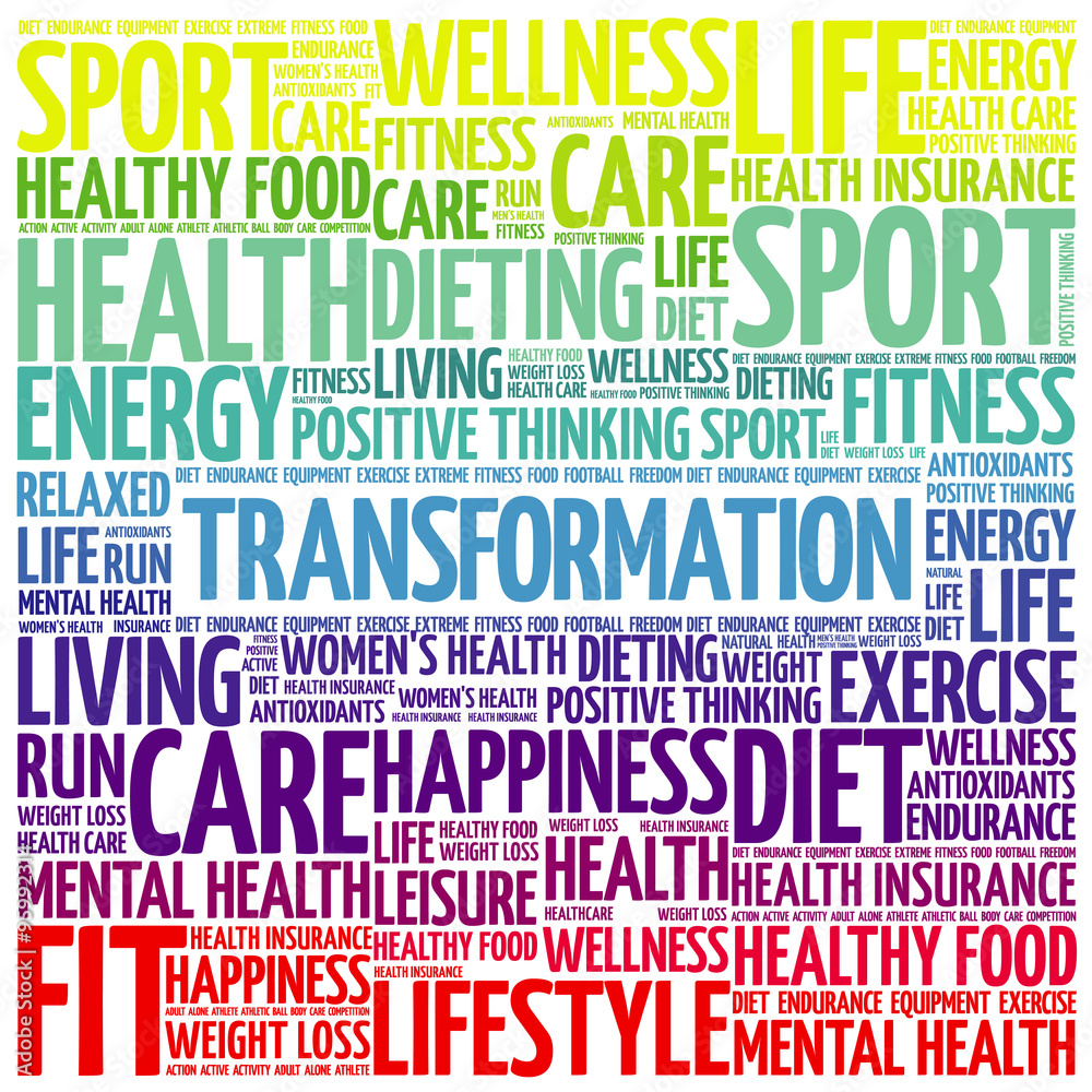 TRANSFORMATION word cloud background, health concept Stock Vector ...