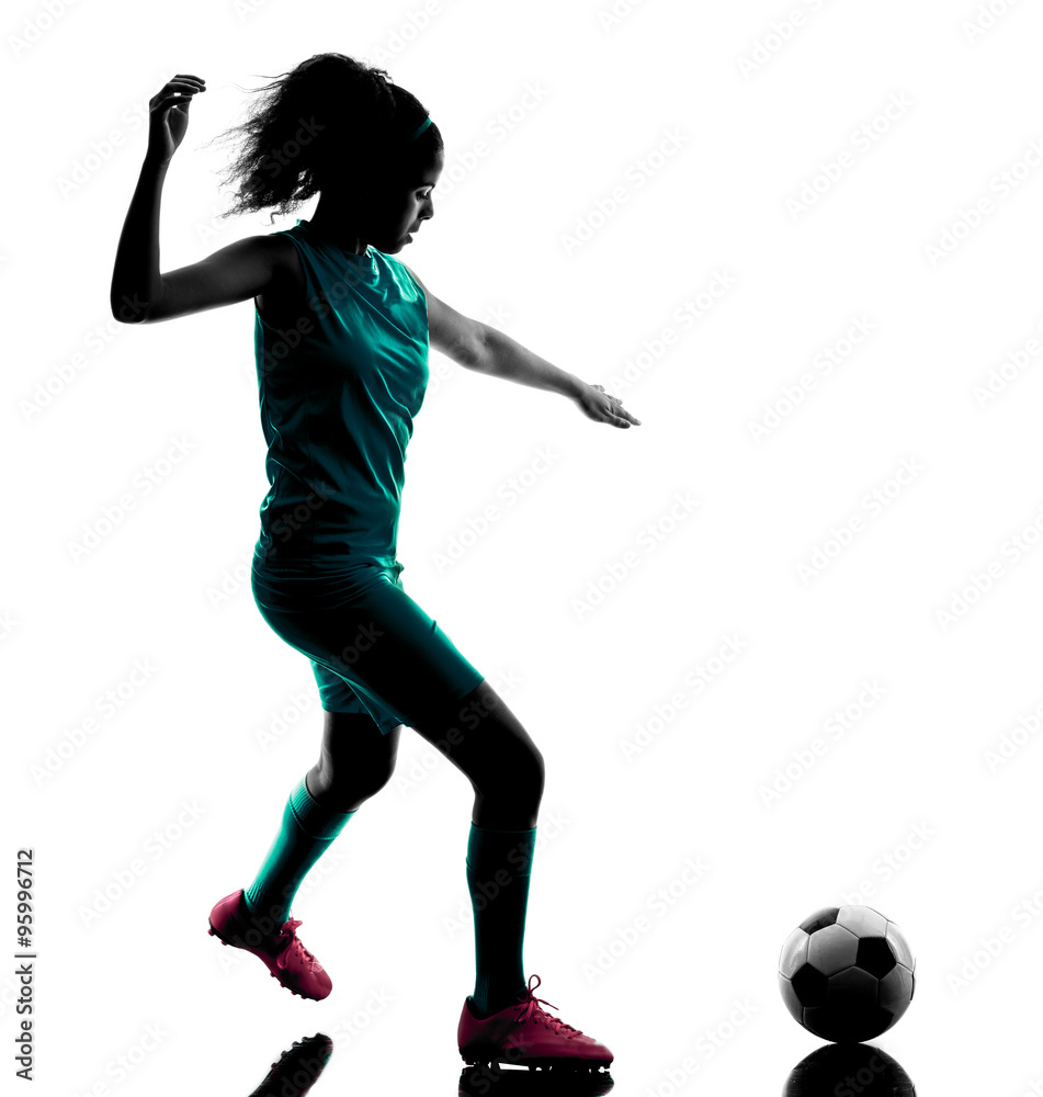 teenager girl soccer player isolated silhouette Stock Photo | Adobe Stock