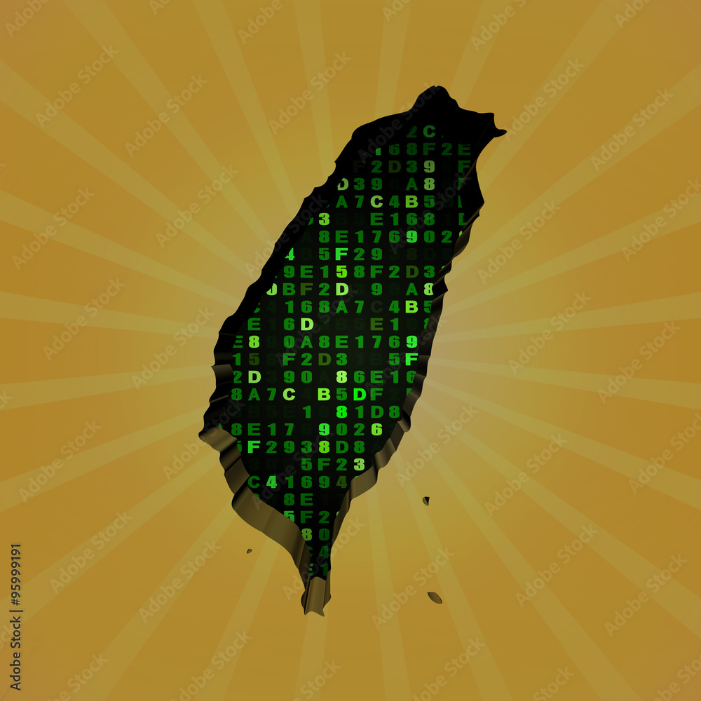 Taiwan sunburst map with hex code illustration Stock Illustration ...