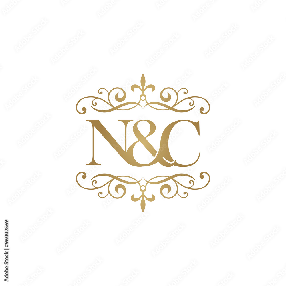 N&C Initial logo. Ornament ampersand monogram golden logo Stock Vector ...