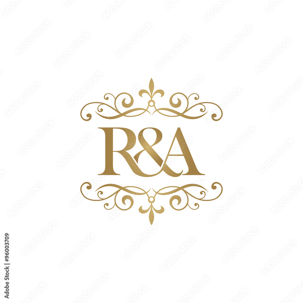 R&A Initial logo. Ornament ampersand monogram golden logo Stock Vector ...