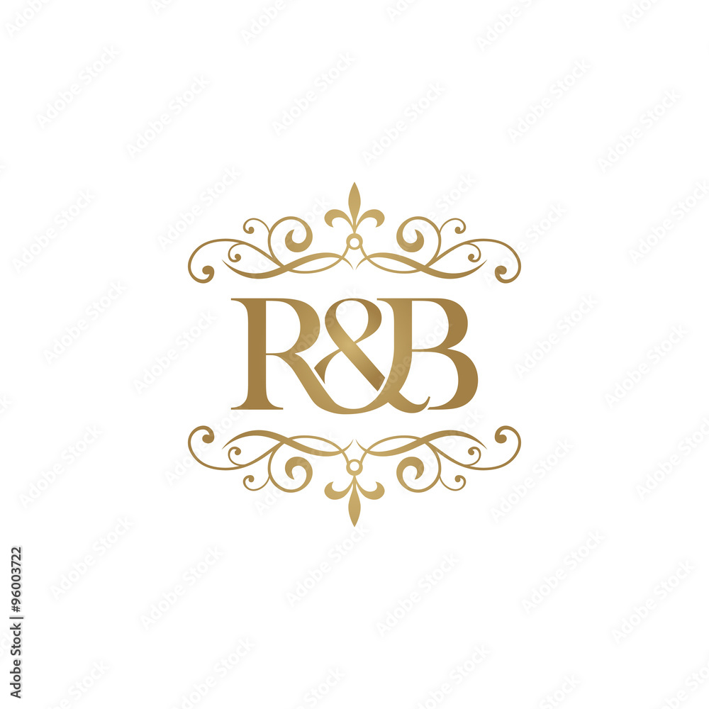 R&B Initial logo. Ornament ampersand monogram golden logo Stock Vector ...