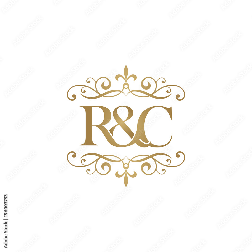 R&C Initial logo. Ornament ampersand monogram golden logo Stock Vector ...