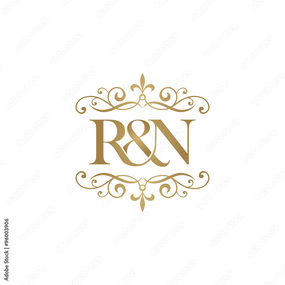 R&N Initial logo. Ornament ampersand monogram golden logo Stock Vector ...