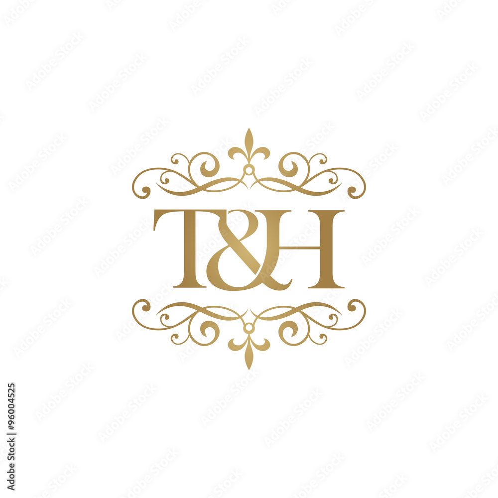 T&H Initial logo. Ornament ampersand monogram golden logo Stock Vector ...