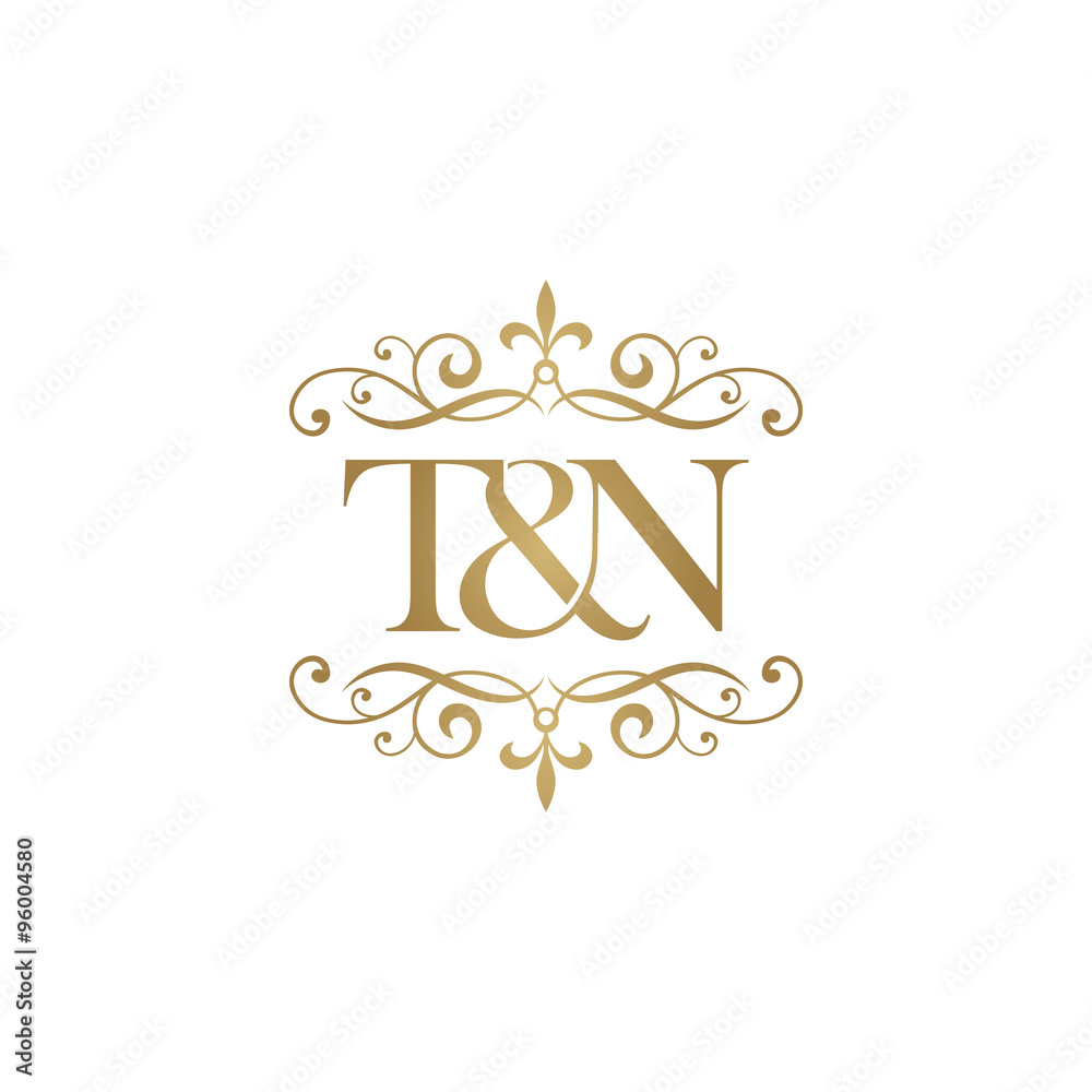 T&N Initial logo. Ornament ampersand monogram golden logo Stock Vector ...