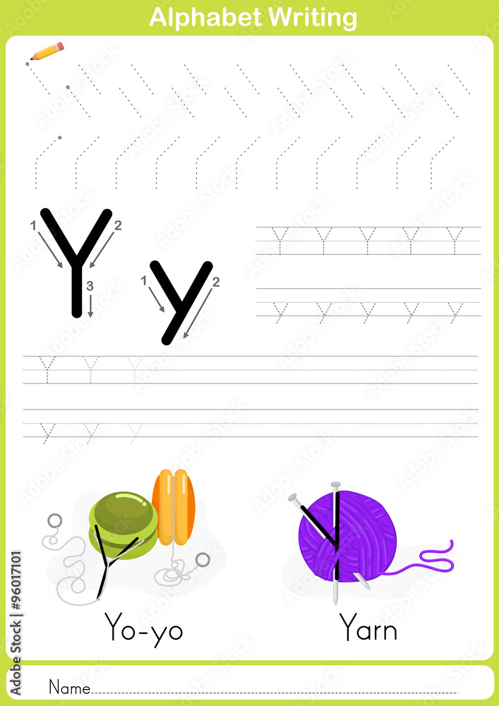 Alphabet A-Z Tracing Worksheet, Exercises for kids - illustration and ...