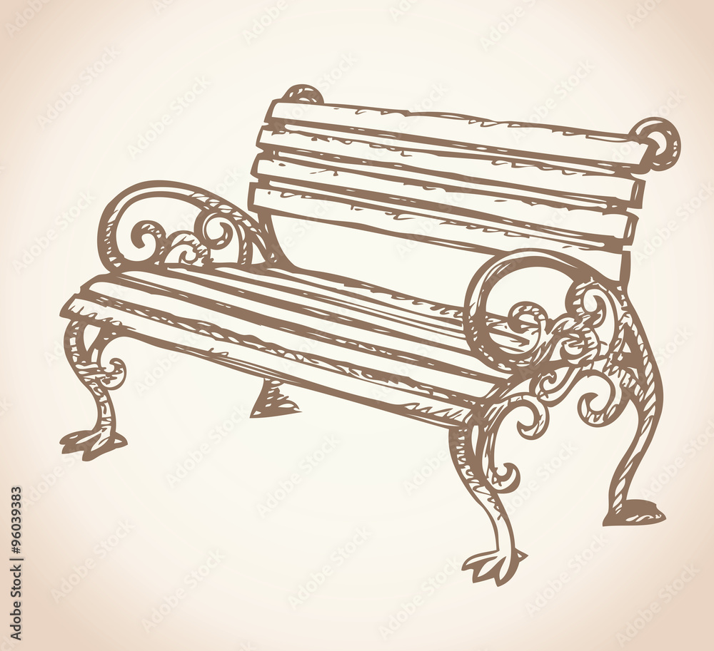 Park Bench Drawing Front View