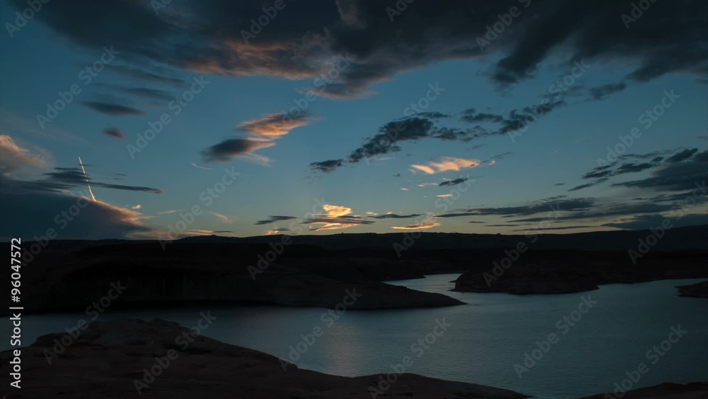 Moving clouds and boats lake Powell Utah Bullfrog Marina high quality ...
