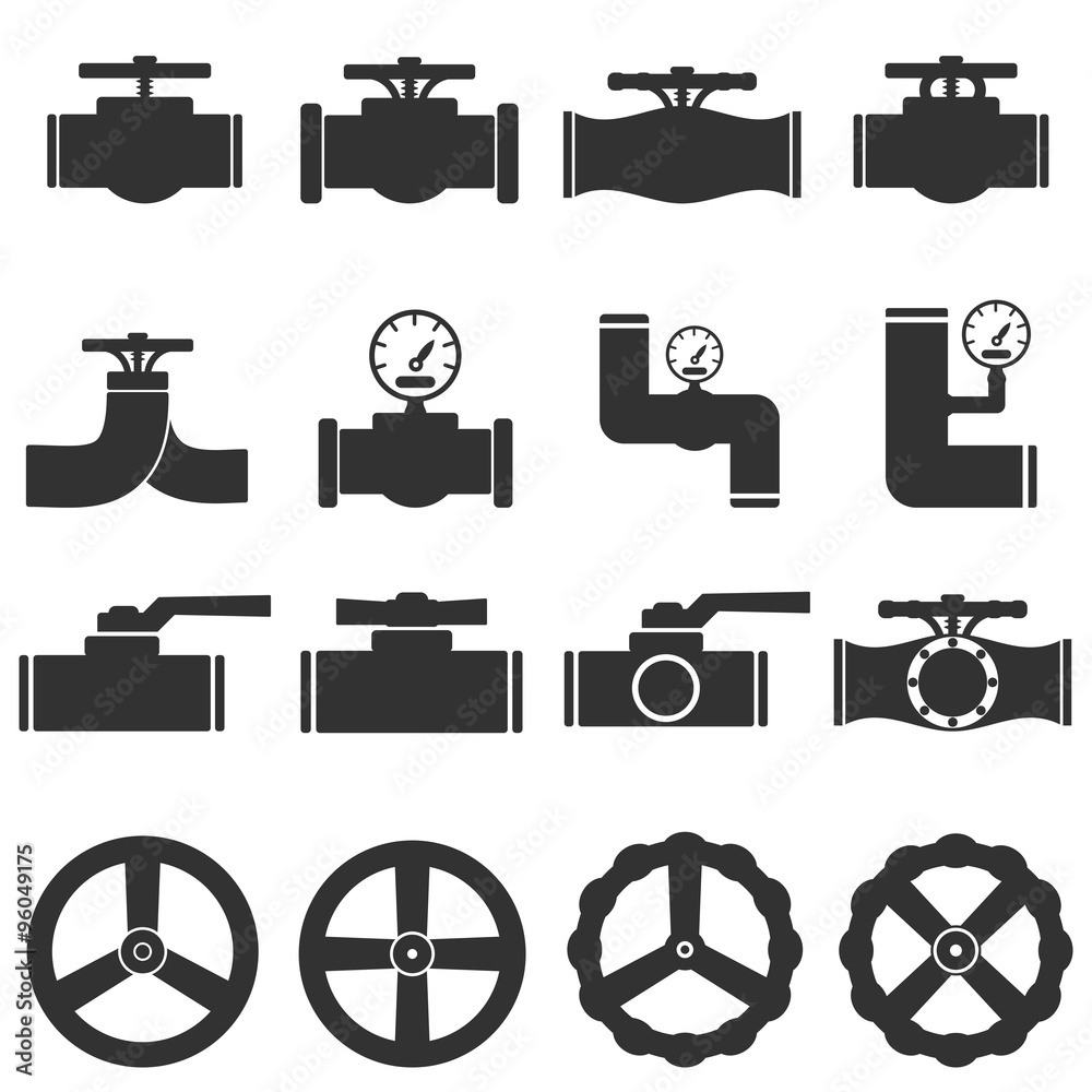 Valve Gas Pipe Taps Icon Set Stock Vector | Adobe Stock