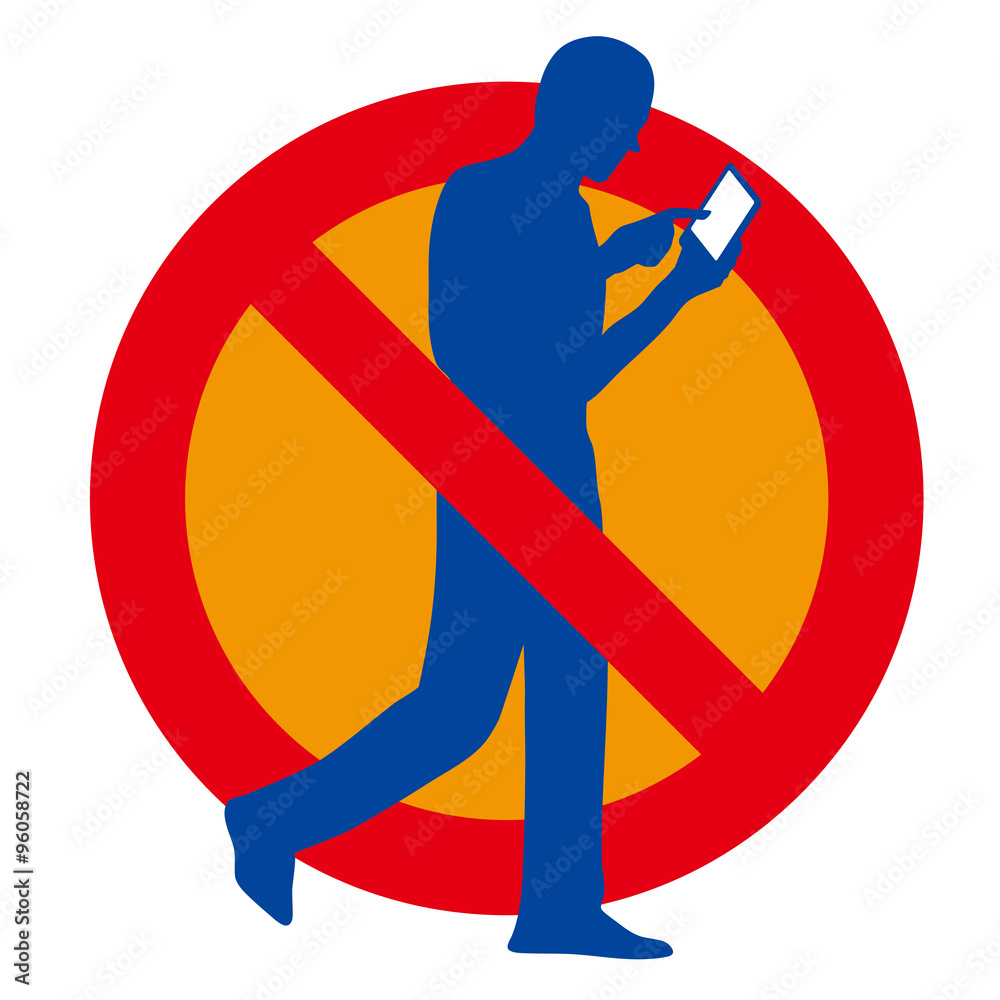 No Texting while Walking, No use Smart Phone while Walking, warning ...