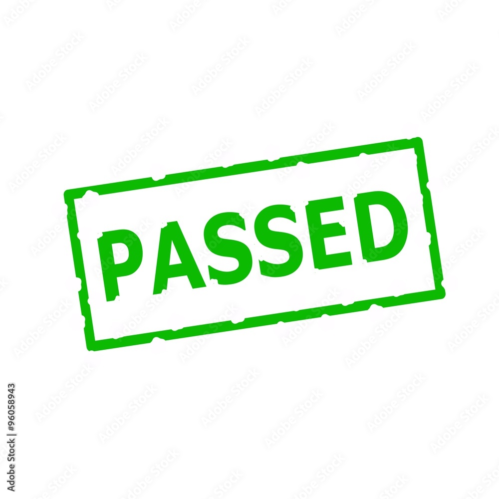 Passed Green stamp text on Rectangular white background Stock ...