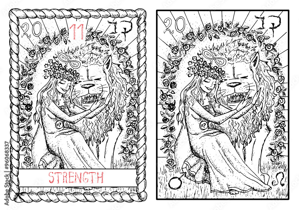 The tarot card. Strength vector de Stock | Adobe Stock