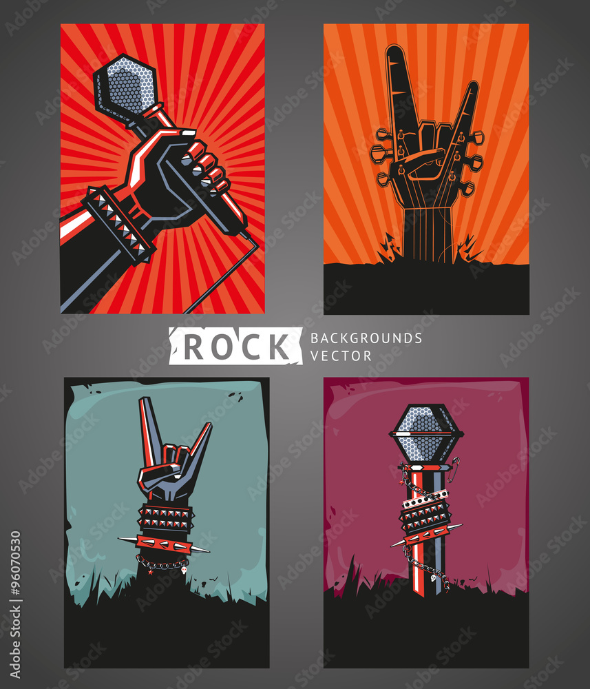 Poster Rock backgrounds. Four templates for rock posters. – Wall Art ...