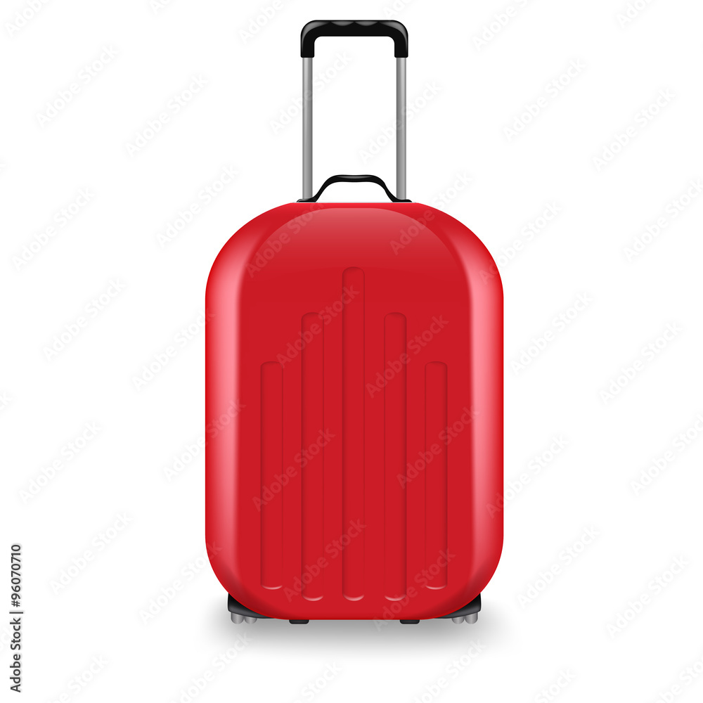 Vector illustration of travel bag. Front view. isolated on white Stock ...