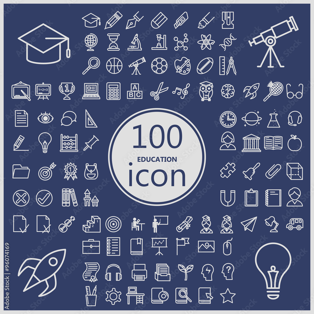 100 education icons Stock Vector | Adobe Stock