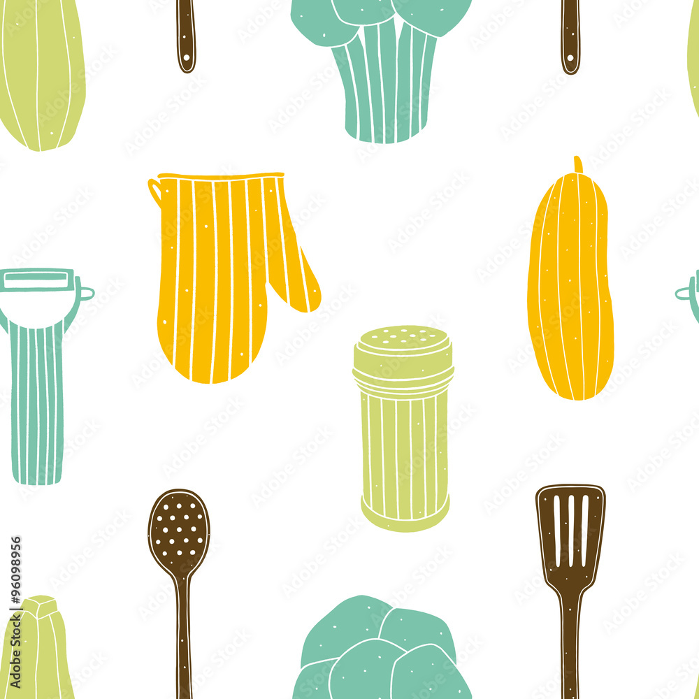 Kitchen surface design. Seamless pattern for kitchen and cafe towels ...