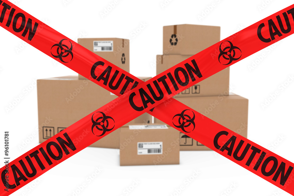 Biological Attack Parcels Concept - Stack of Cardboard Boxes behind ...