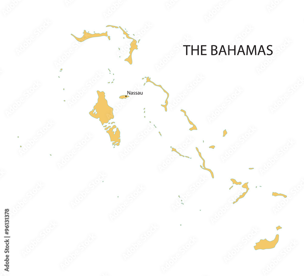vector map of Bahamas with indication of Nassau Stock Vector | Adobe Stock