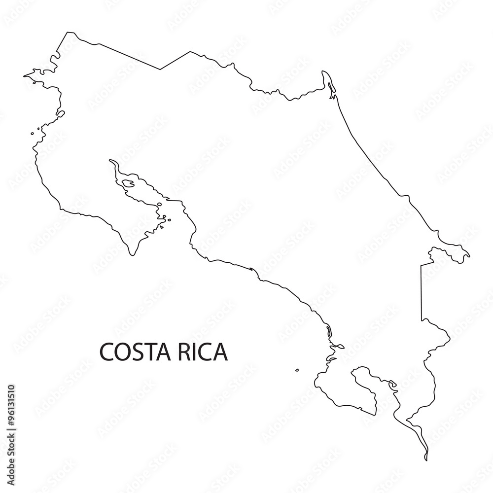 black outline of Costa Rica map Stock Vector | Adobe Stock