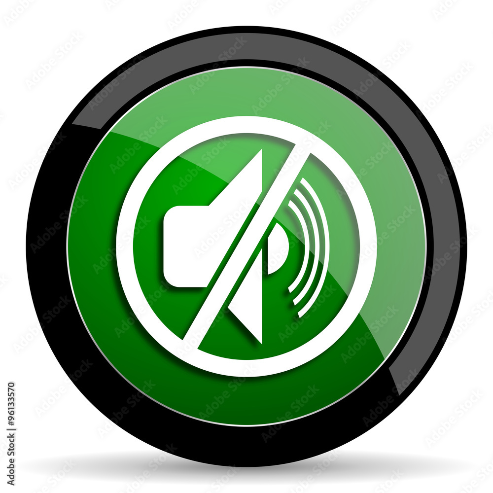 mute green web glossy icon with shadow on white background Stock ...