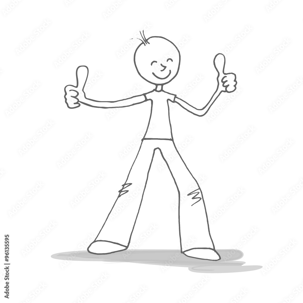 rejoice, stickmen, fingers crossed, woman, super male, boy, drawing ...