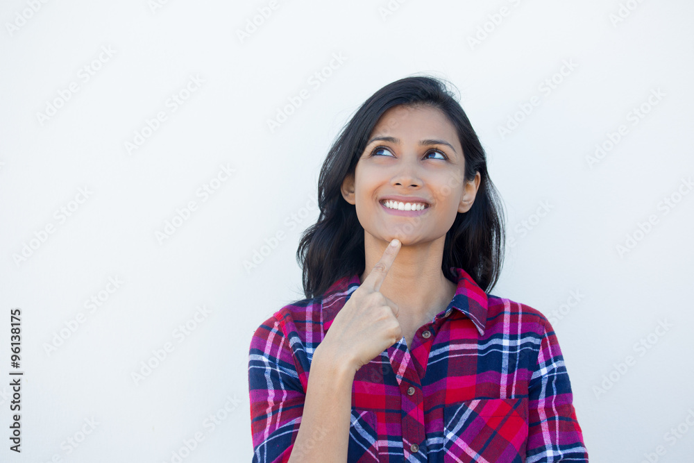 Closeup portrait, charming upbeat smiling joyful happy young woman ...