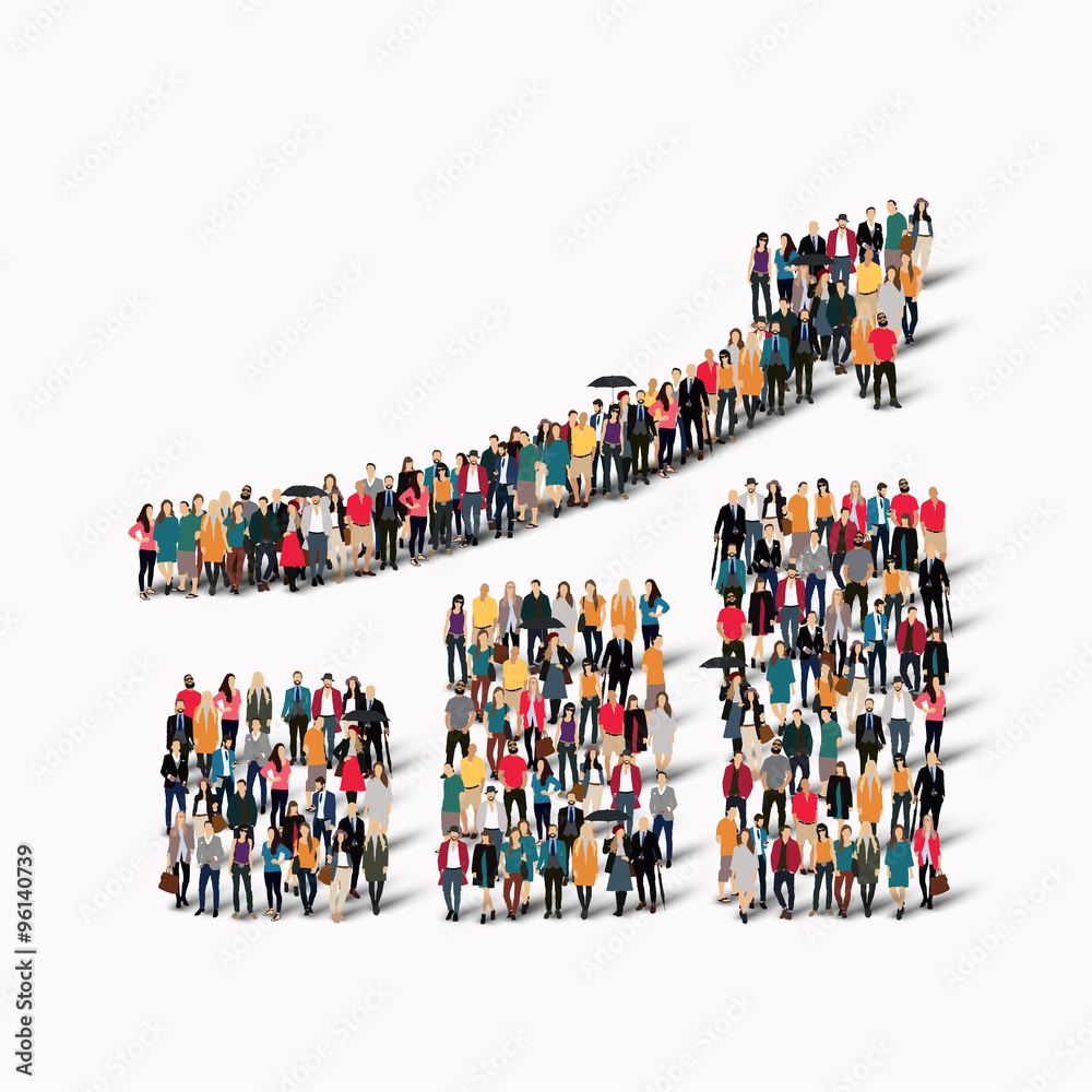 group people shape growing graph Stock Vector | Adobe Stock