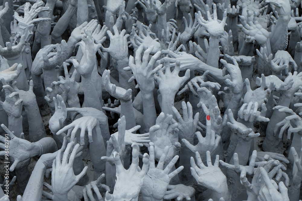 Pleading Hands Rise Up from Hell a park of Wat Rong Khun in the ...