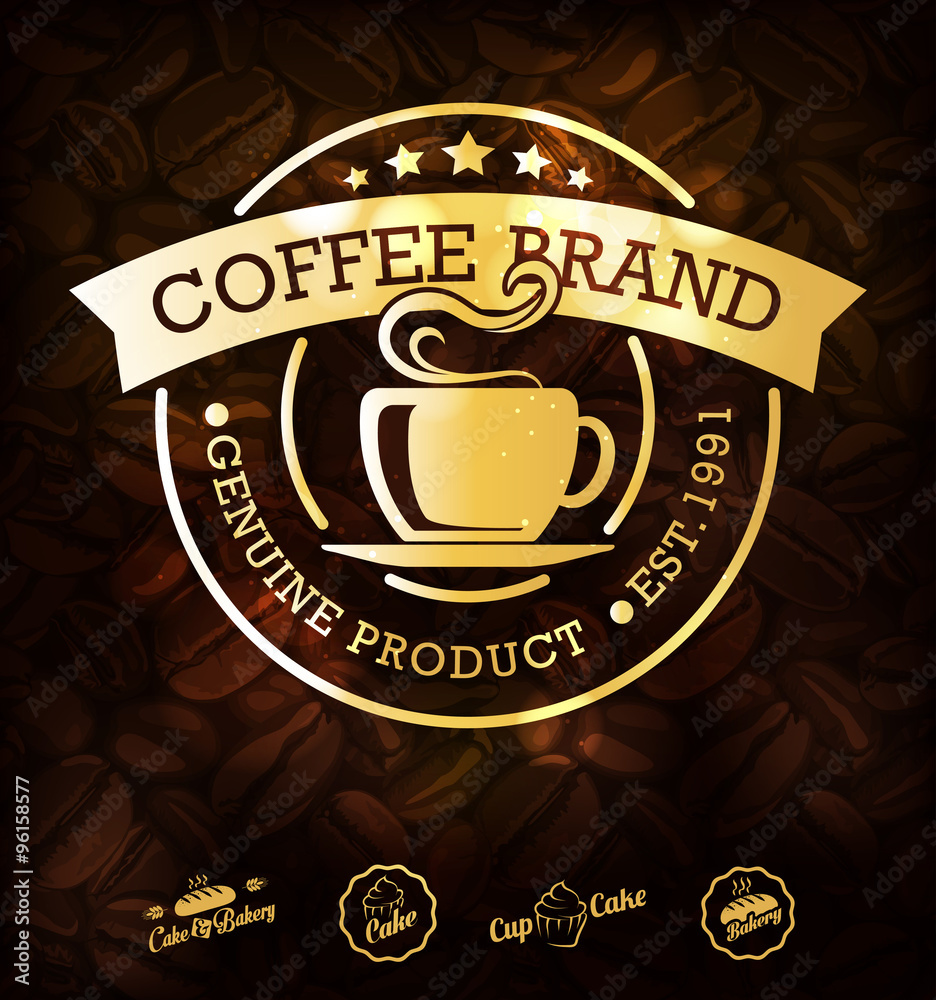 Gold Coffee Label. Premium Coffee Labels And Badges. Golden Coffee ...