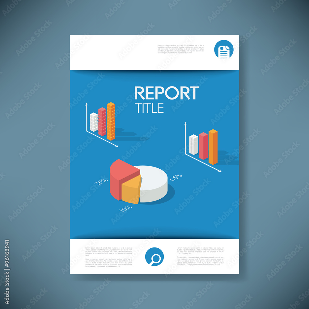 Report cover template for business presentation or brochure. Pie chart ...