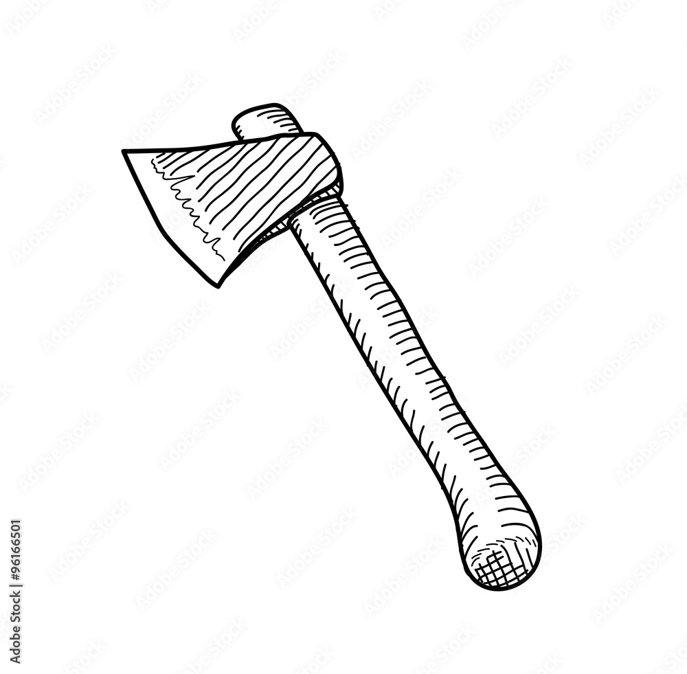 Wooden Axe Doodle, a hand drawn vector doodle illustration of a wooden ...