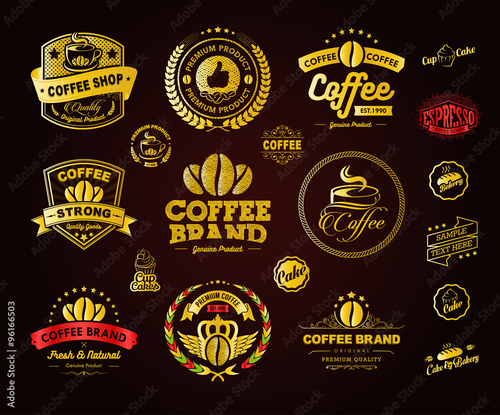 Set of vintage retro coffee labels and badges, Vintage coffee house ...