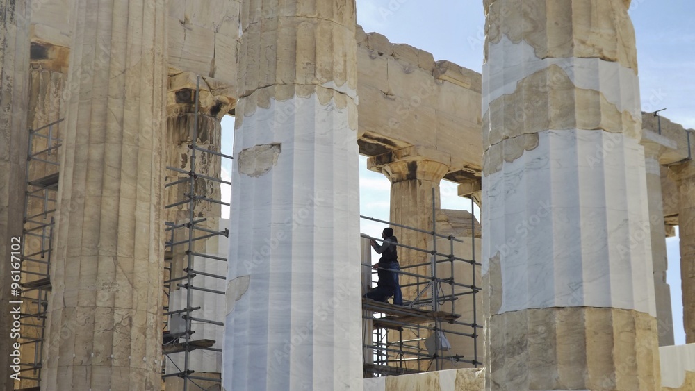 Building site Acropolis: Restoration works on the Parthenon, Athens ...