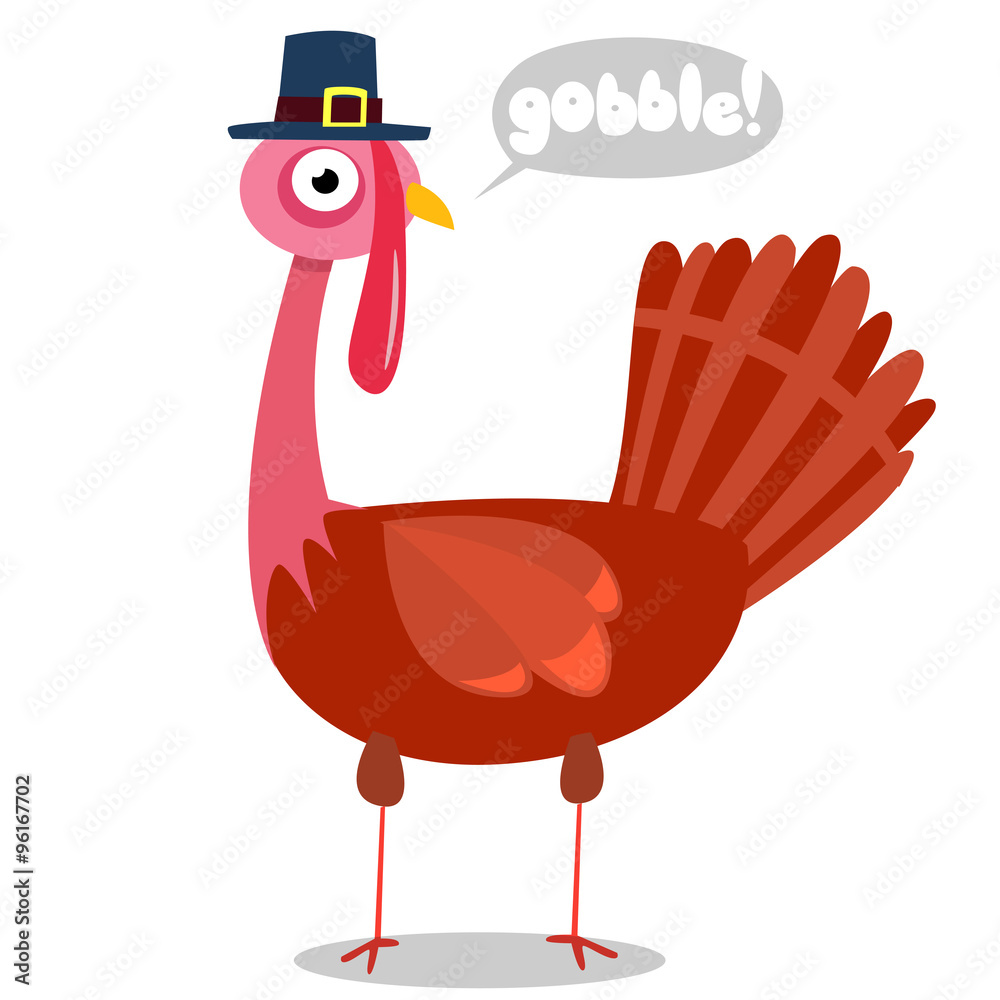 Smiling Turkey Bird Cartoon Character Looking With Speech Bubble And ...