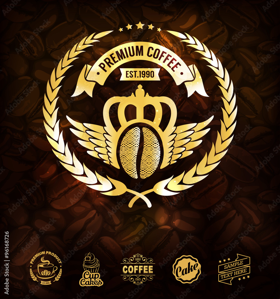 Gold Coffee Label. Premium Coffee Labels And Badges. Golden Coffee ...