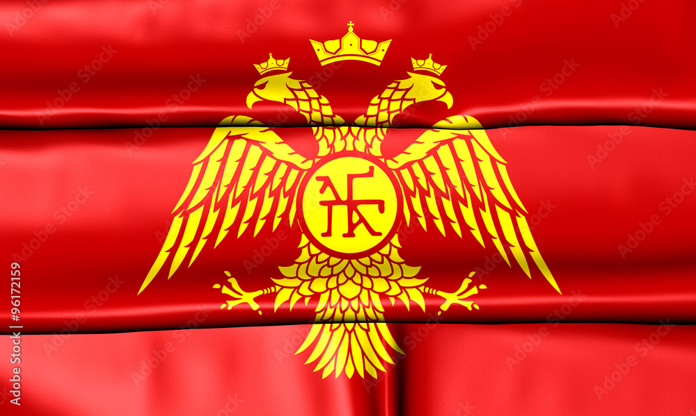 Byzantine Eagle, 3D Flag of Palaiologos Dynasty. Stock Illustration ...