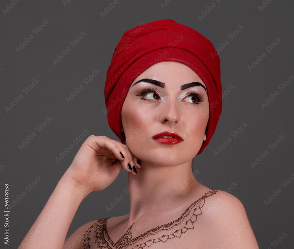 Girl With Full Lips Tenderly Holds His Hand Near The Face Foto De Stock Adobe Stock