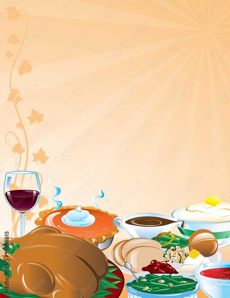 Thanksgiving Feast background or border Stock Vector | Adobe Stock