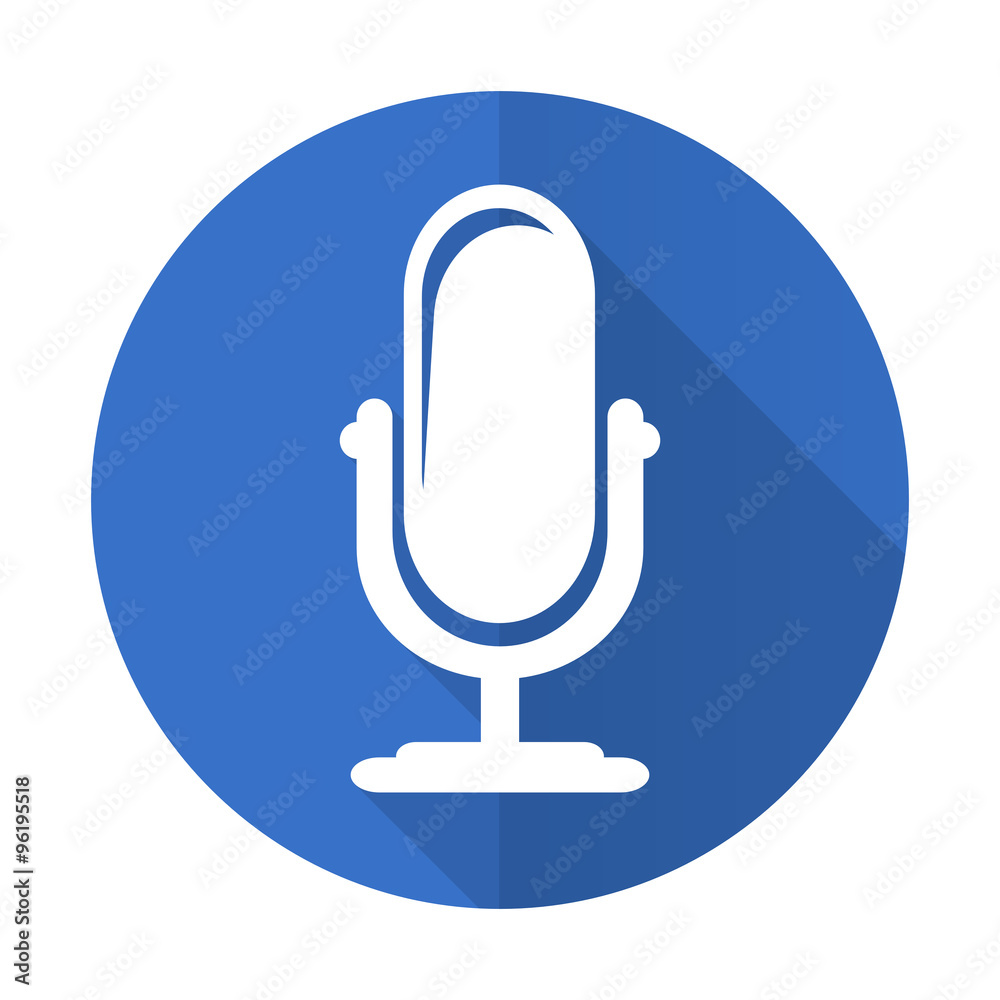 microphone blue flat desgn icon with shadow on white background Stock ...