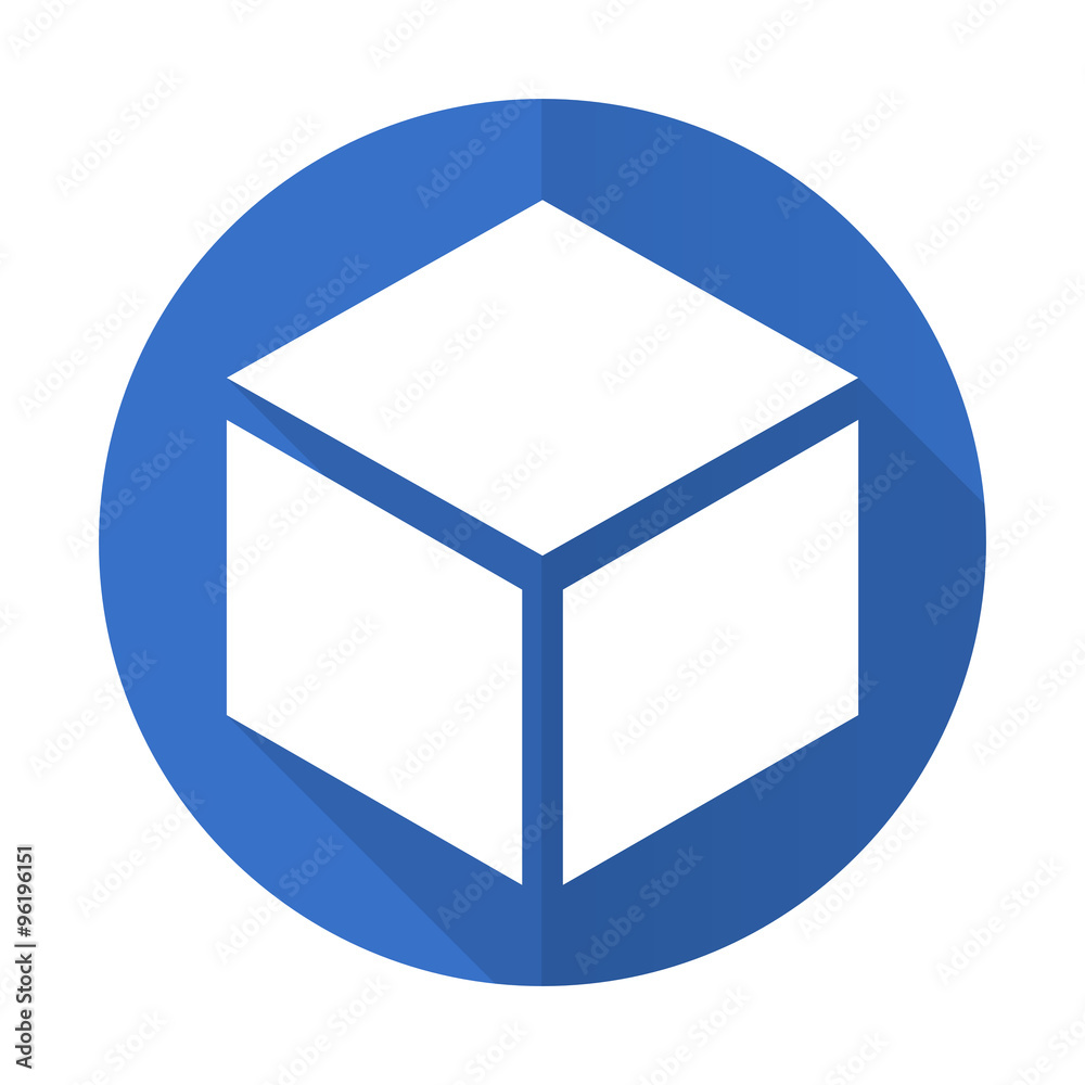 box blue flat desgn icon with shadow on white background Stock ...