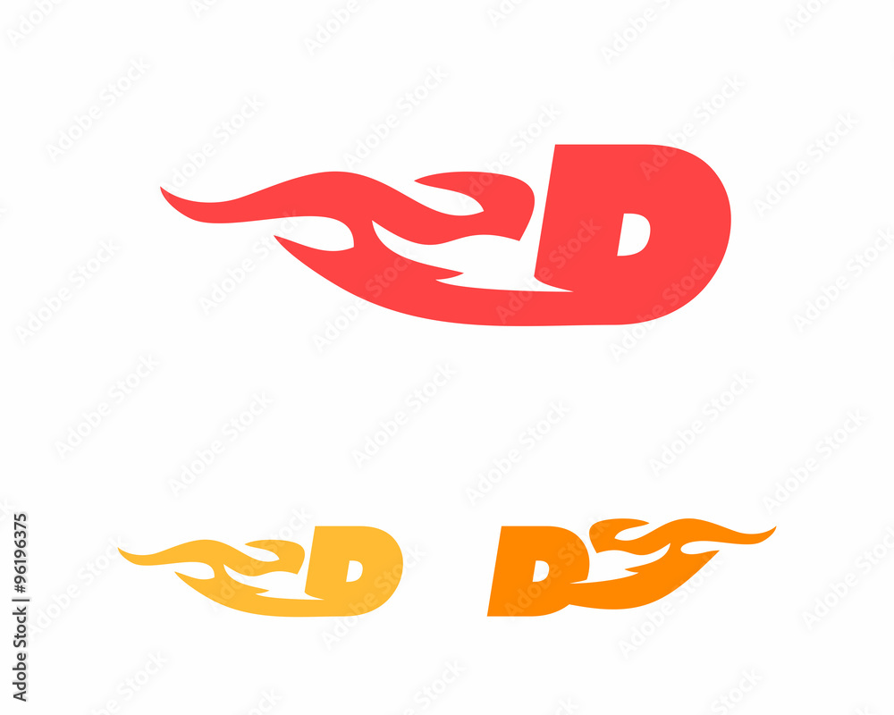 D Initial Fire and Flames Logo Stock Vector | Adobe Stock